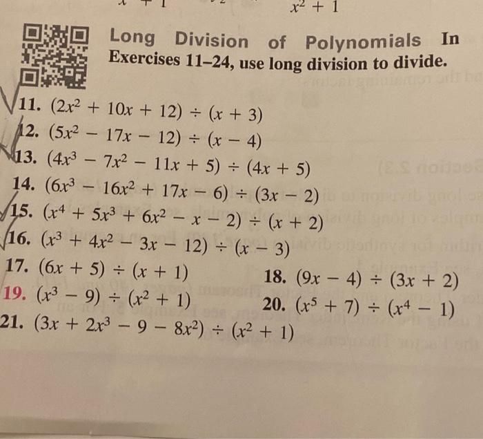 Solved Long Division of Polynomials In Exercises 11-24, use | Chegg.com