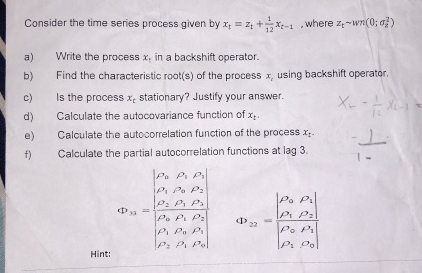 Solved Consider the time series process given by | Chegg.com