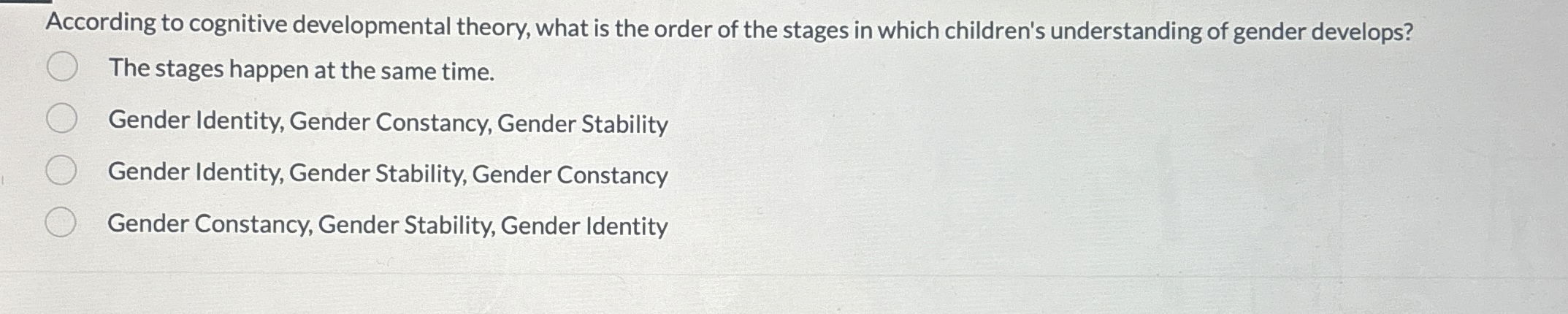 Solved According to cognitive developmental theory, what is | Chegg.com
