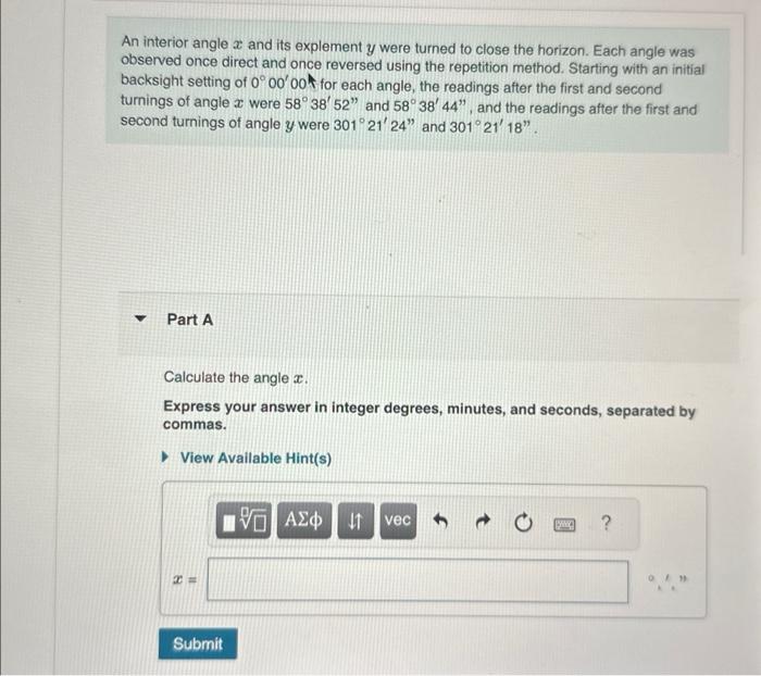 Solved Calculate the angle y. Express your answer in integer | Chegg.com