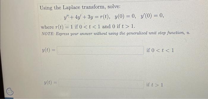 Solved Using the Laplace transform, solve: | Chegg.com
