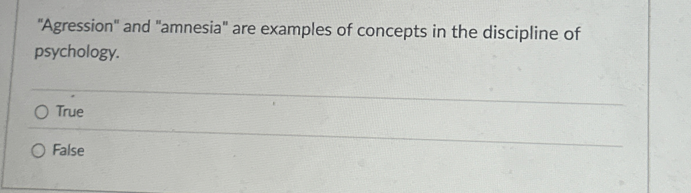 Solved "Agression" and "amnesia" are examples of concepts in | Chegg.com