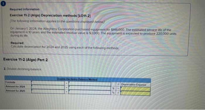 Solved Required information Exercise 11-2 (Algo) | Chegg.com