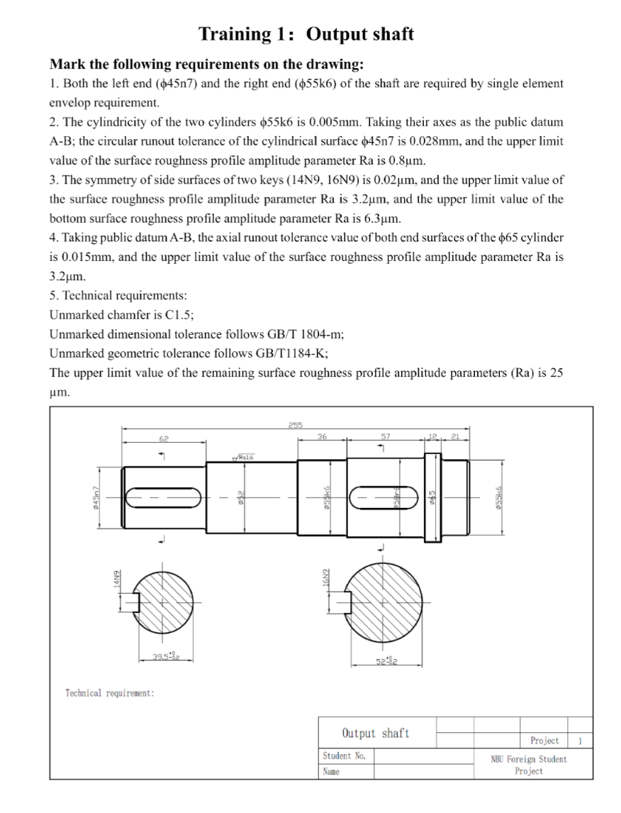 Solved Training 1: Output shaft Mark the following | Chegg.com
