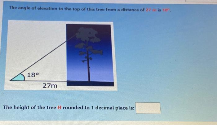Solved The angle of elevation to the top of this tree from a | Chegg.com