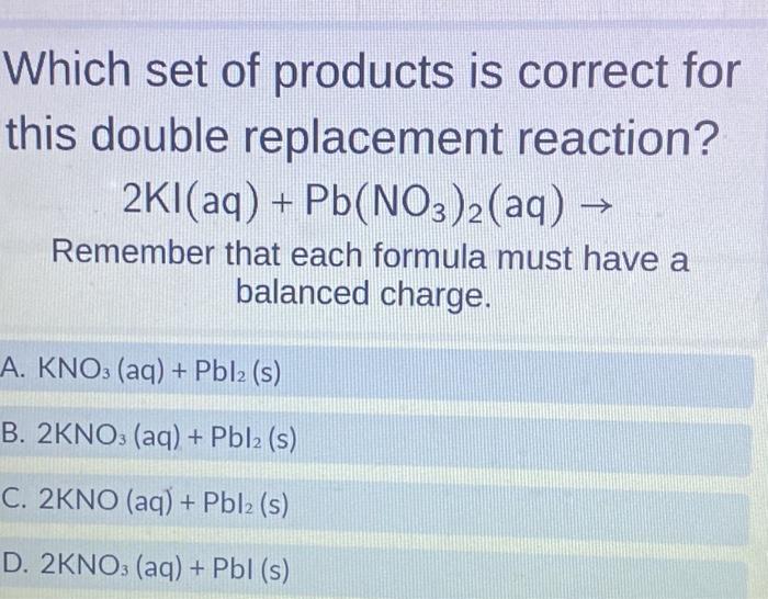 Solved Which set of products is correct for this double | Chegg.com