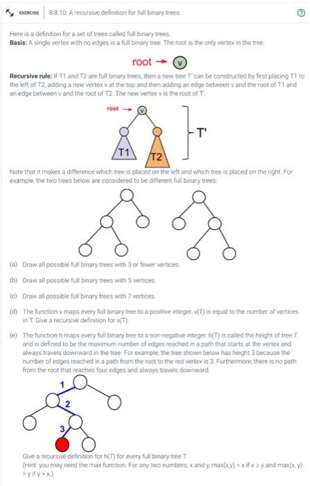 Solved Here is a definition for a set of trees called full | Chegg.com