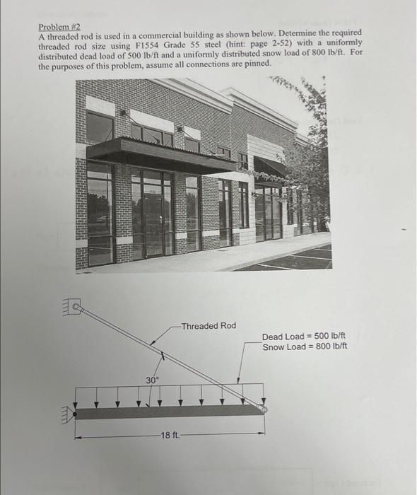 Solved Problem #2 A threaded rod is used in a commercial | Chegg.com