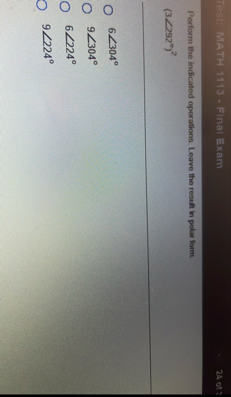 Solved Test: MATH 1113 - ﻿Final Exam240 ﻿ofPerform the | Chegg.com