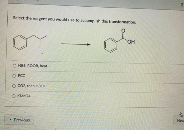 Solved N Select the reagent you would use to accomplish this | Chegg.com