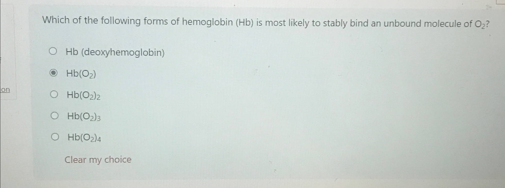 Solved Which of the following forms of hemoglobin (Hb) ﻿is | Chegg.com