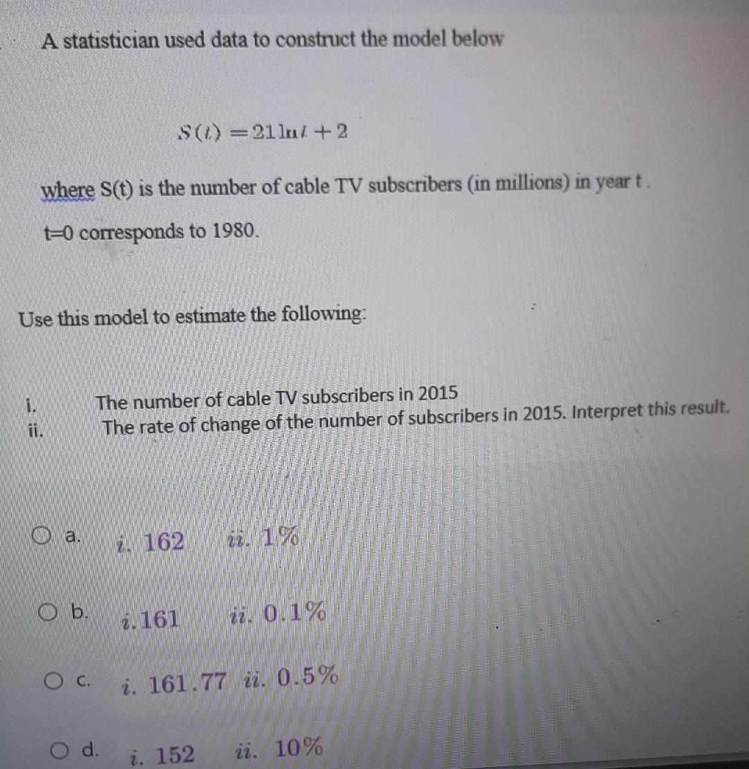 Solved A statistician used data to construct the model below | Chegg.com