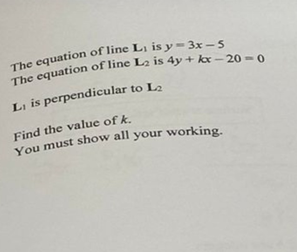 Solved The equation of line L1 ﻿is y=3x-5The equation of | Chegg.com