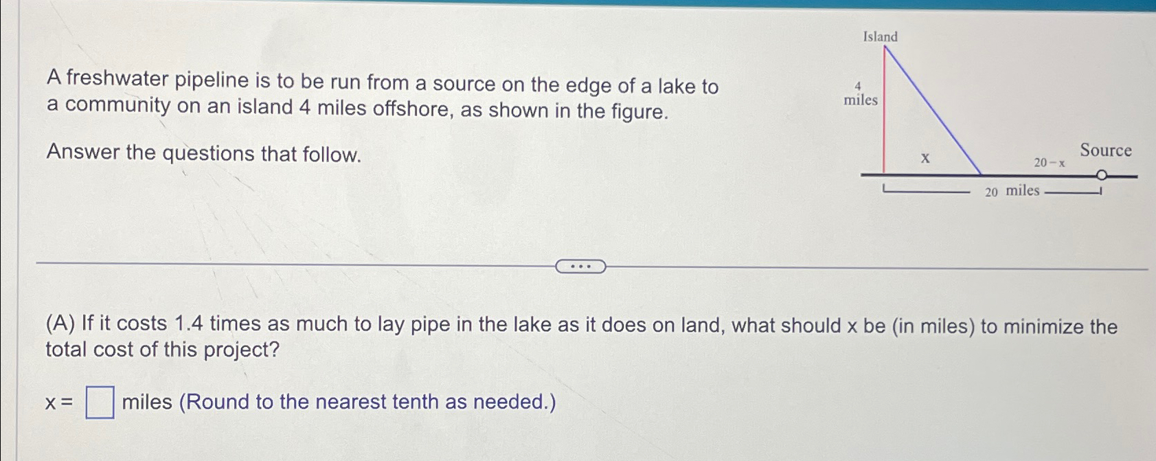 Solved A freshwater pipeline is to be run from a source on | Chegg.com