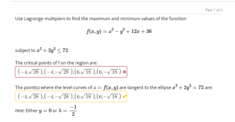 Solved Use Lagrange multipiers to find the maximum and | Chegg.com