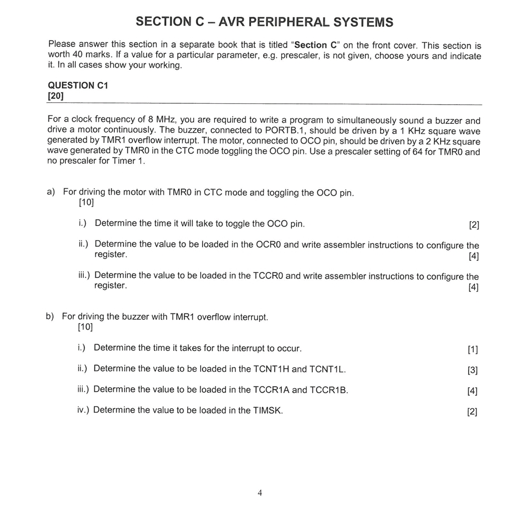 Solved SECTION C - ﻿AVR PERIPHERAL SYSTEMSPlease answer this | Chegg.com