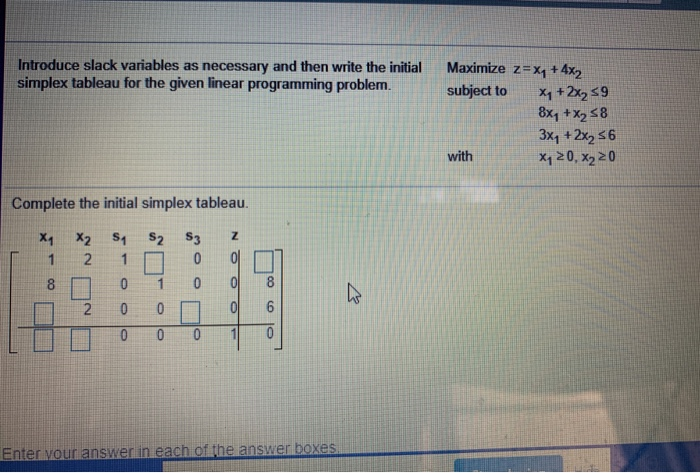 Solved Introduce slack variables as necessary and then write | Chegg.com