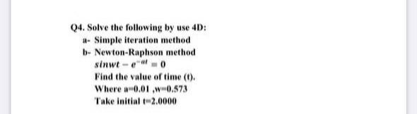 Solved Q4. Solve the following by use 4D: #- Simple | Chegg.com