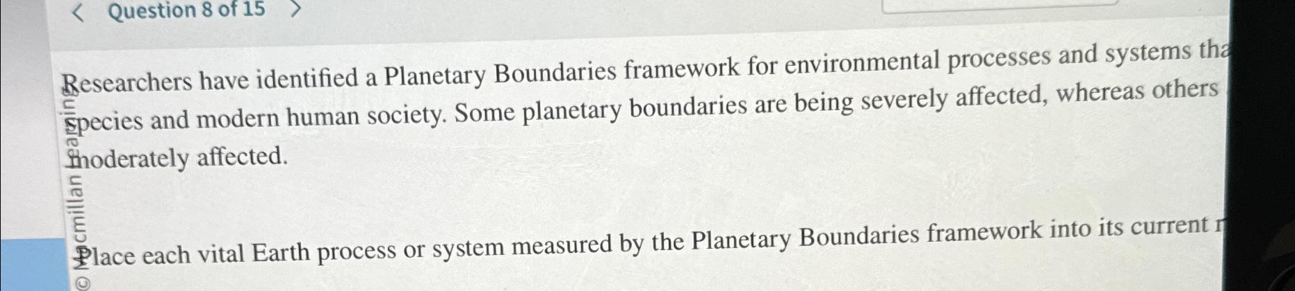 Solved Researchers have identified a Planetary Boundaries | Chegg.com