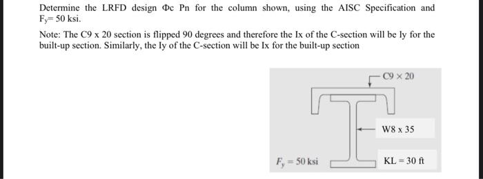 Solved Determine the LRFD design ФC Pn for the column shown, | Chegg.com
