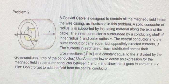 Solved Problem 2: A Coaxial Cable is designed to contain all | Chegg.com
