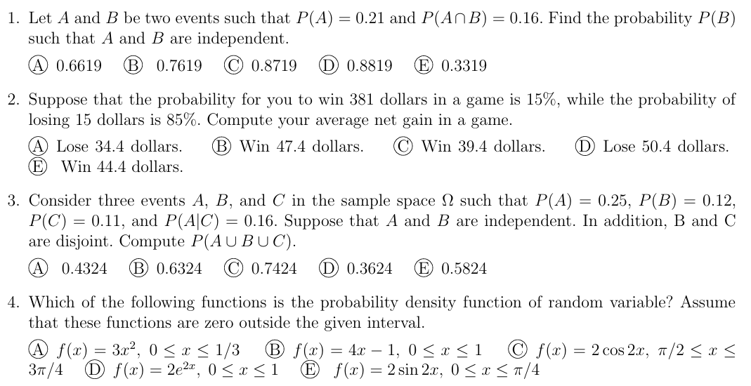 Solved Let A and B ﻿be two events such that P(A)=0.21 ﻿and | Chegg.com
