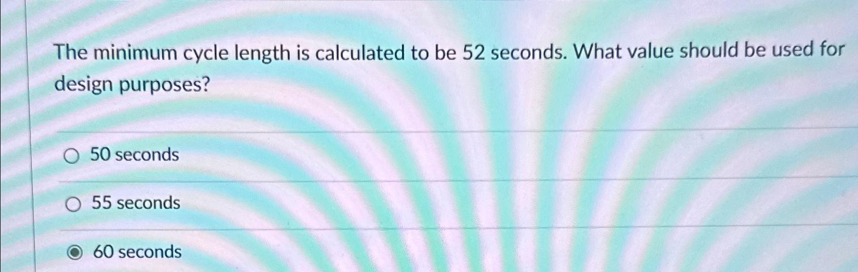 Solved The minimum cycle length is calculated to be 52 | Chegg.com