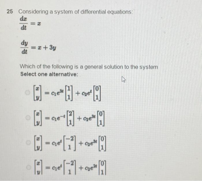 Solved 25 Considering A System Of Differential Equations