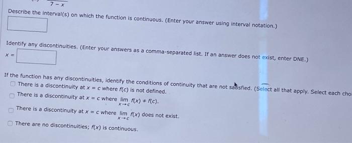 7-X Describe the interval(s) on which the function is | Chegg.com