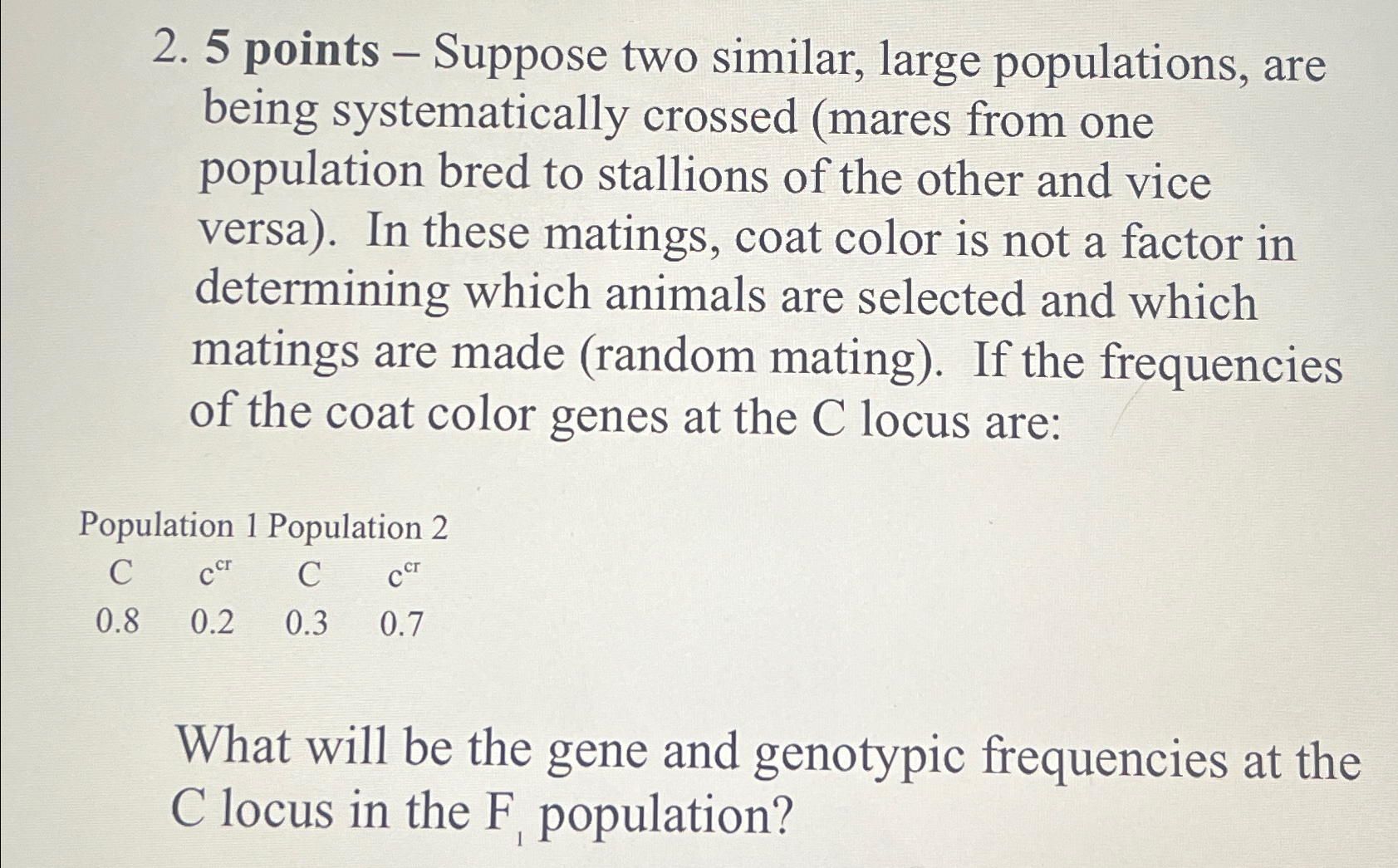 Solved 5 ﻿points - ﻿Suppose two similar, large populations, | Chegg.com