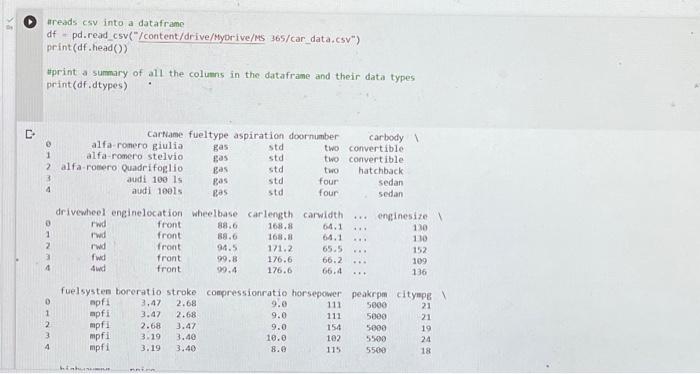 Solved Ireads csv into a dataframe df - pd.read | Chegg.com