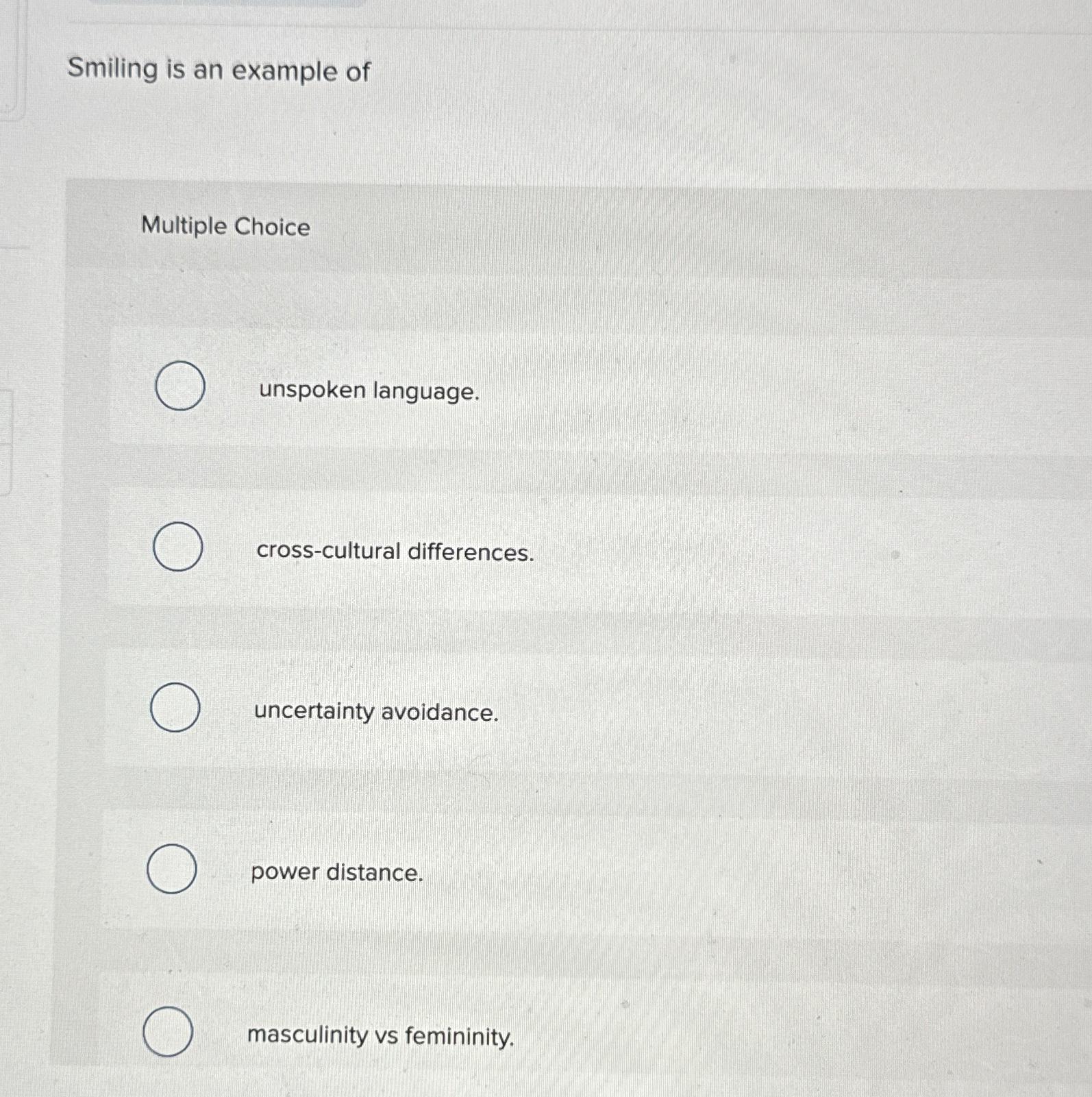Solved Smiling is an example ofMultiple Choiceunspoken | Chegg.com