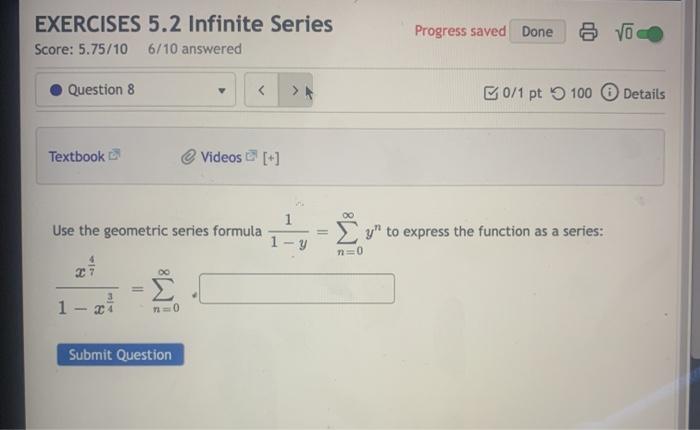 Solved use the geometric series formula to express the | Chegg.com