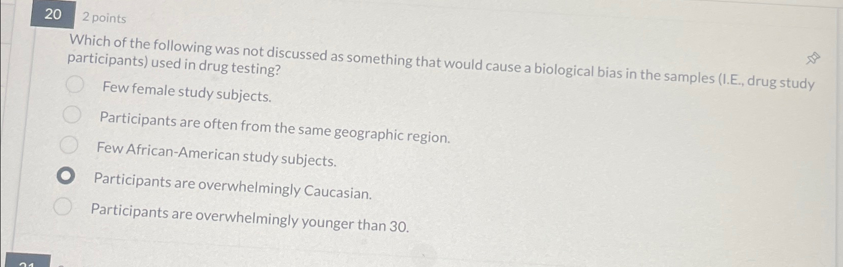 Solved 202 ﻿pointsWhich of the following was not discussed | Chegg.com