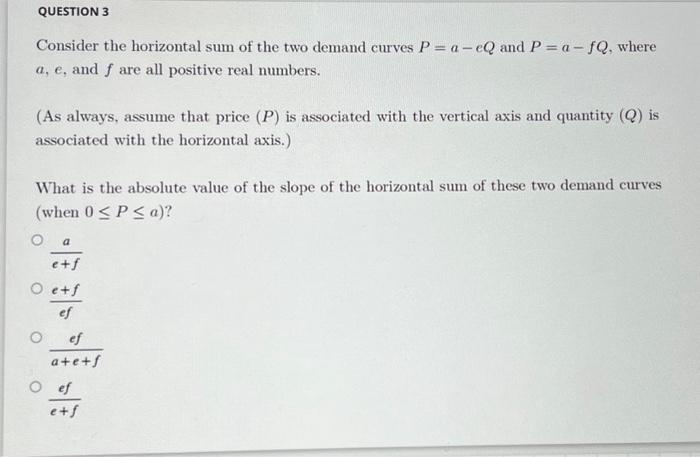 Solved Consider the horizontal sum of the two demand curves | Chegg.com