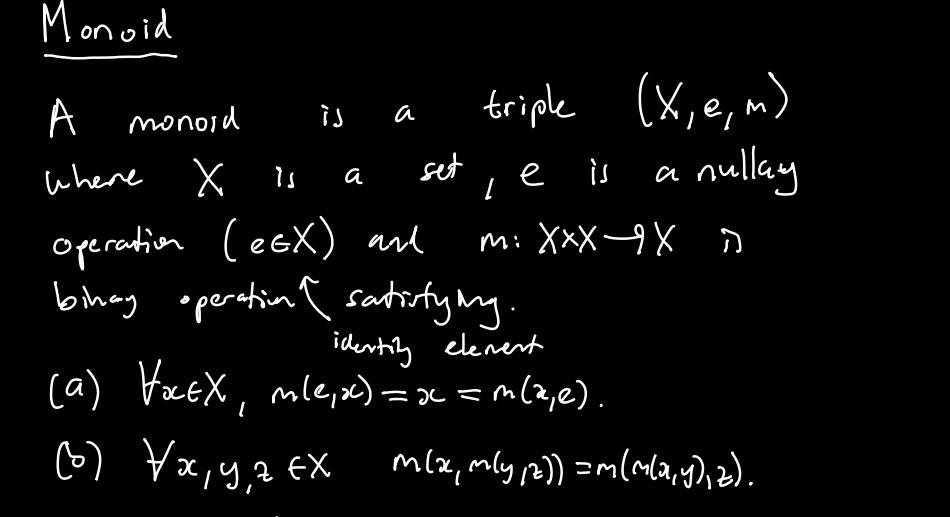 Solved is a set е e I Monoid A monoid triple (X, e, m) | Chegg.com