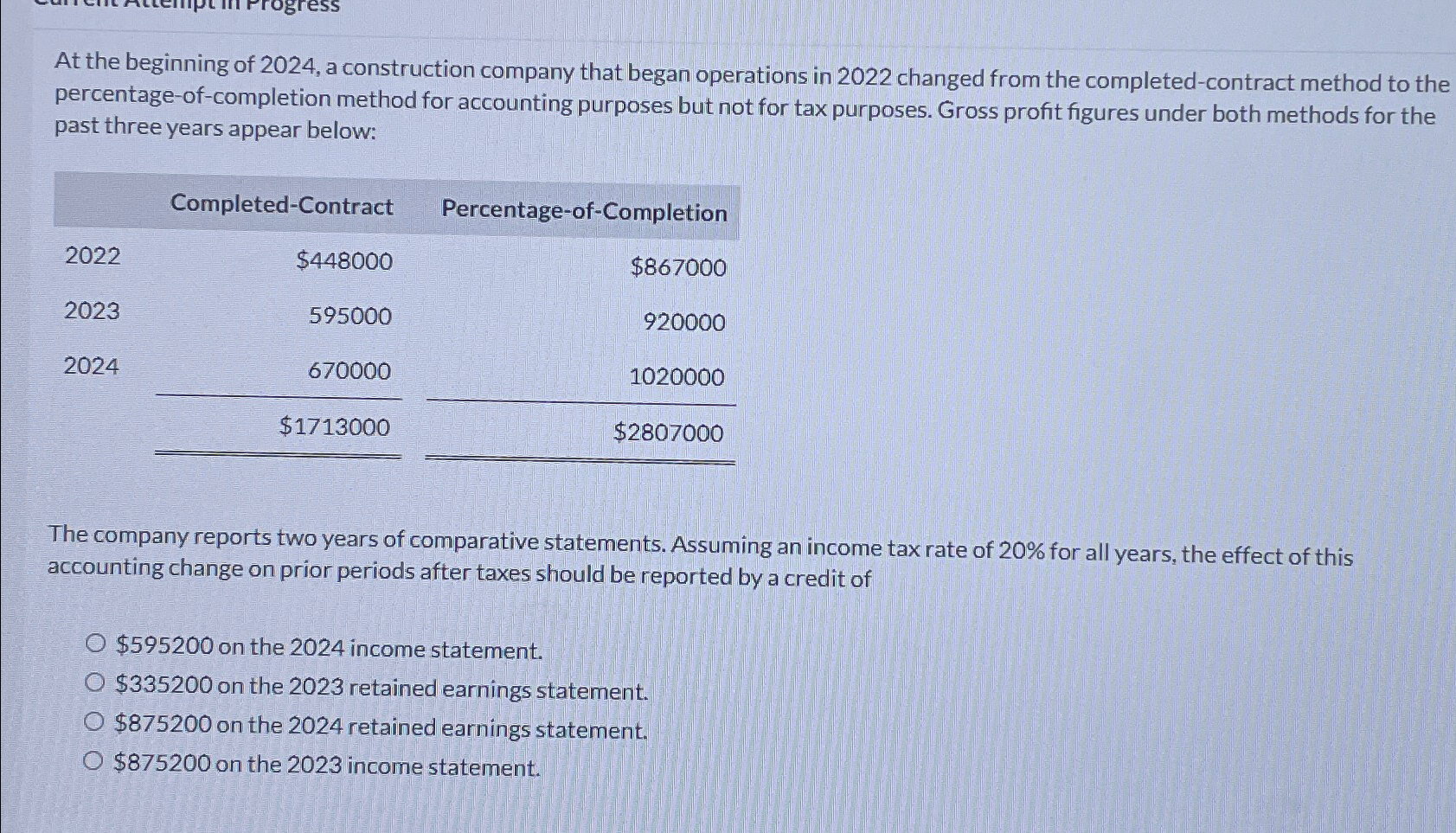 Solved At the beginning of 2024, ﻿a construction company | Chegg.com