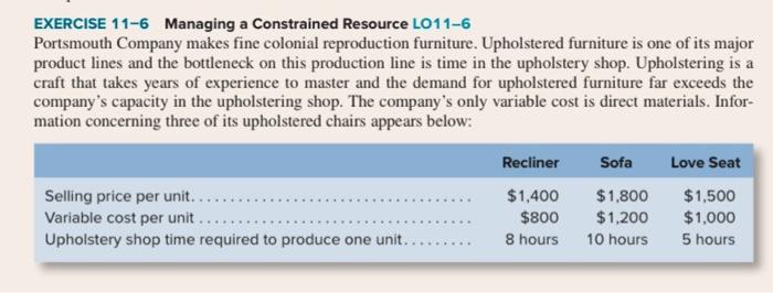 Solved EXERCISE 11-6 Managing a Constrained Resource LO11-6 | Chegg.com