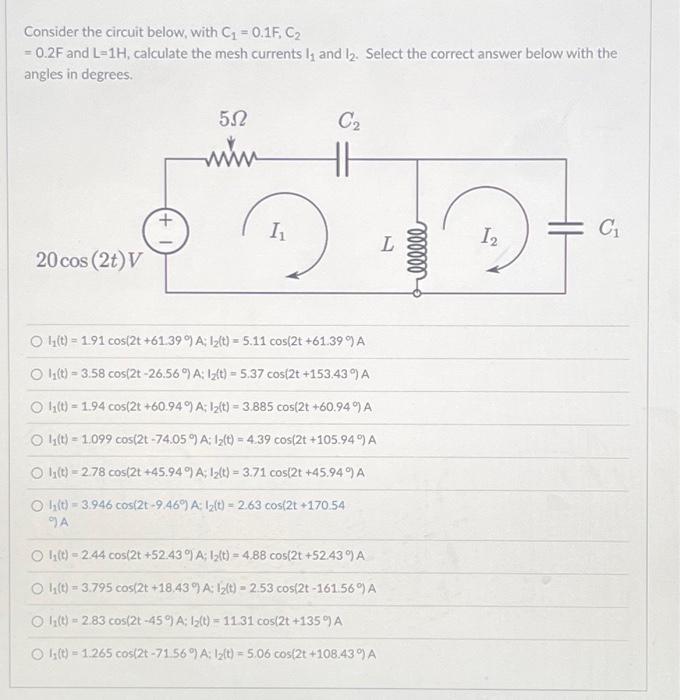Solved Consider the circuit below, with C1=0.1F,C2 =0.2 F | Chegg.com