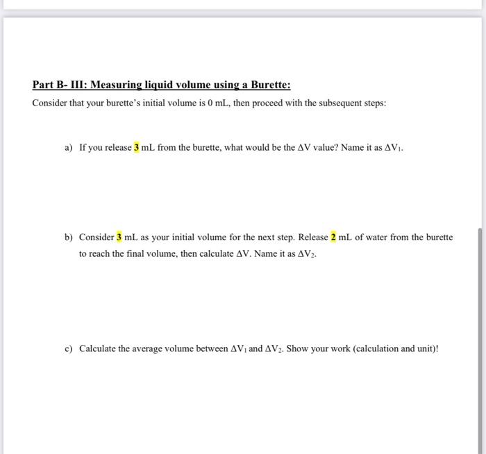 Solved Part B- II: Measuring liquid volume using a Measuring | Chegg.com