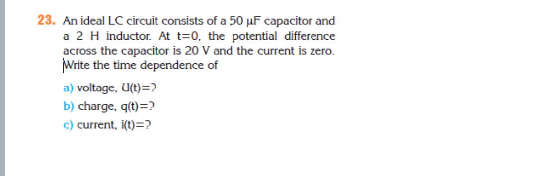 Solved An ideal LC circuit consists of a 50μF ﻿capacitor and | Chegg.com