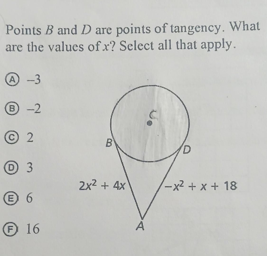 Solved Points B and D are points of tangency. What are the | Chegg.com