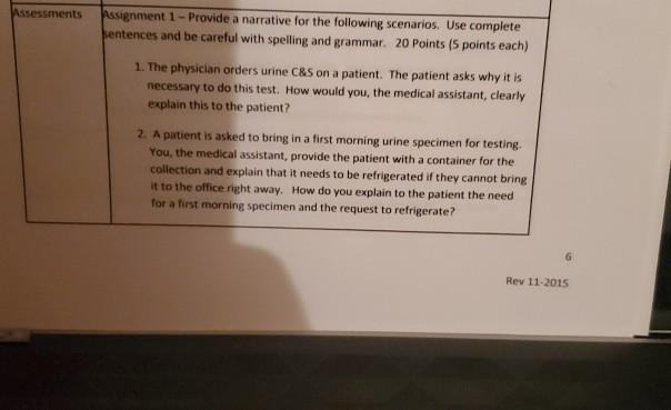 Solved ssignment 1 - Provide a narrative for the following | Chegg.com