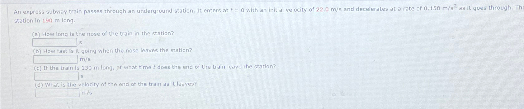Solved An express subway train passes through an underground | Chegg.com