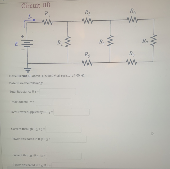 Solved Circuit 8R Ro R1 R3 It + E = R2 Ry RA Rg Rg w In the | Chegg.com