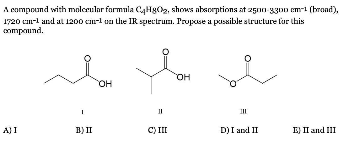 Solved A compound with molecular formula C4H8O2, ﻿shows | Chegg.com