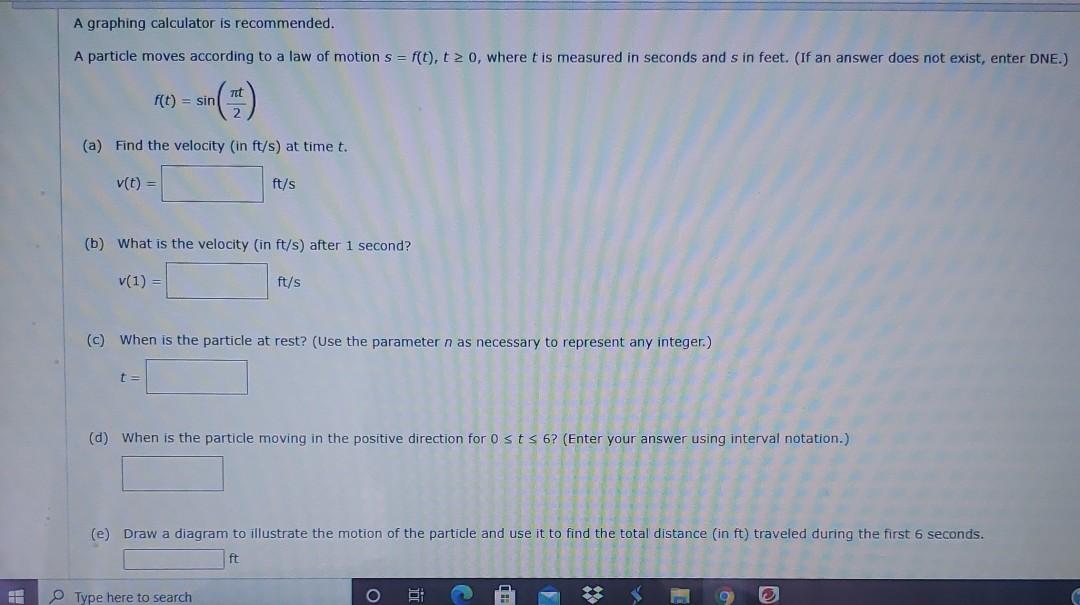 Solved A graphing calculator is recommended. A particle | Chegg.com