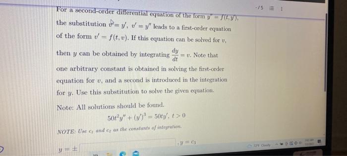 Solved For a second-order differential equation of the form | Chegg.com
