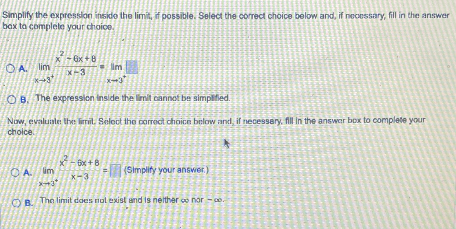 Solved Simplify the expression inside the limit, ﻿if | Chegg.com