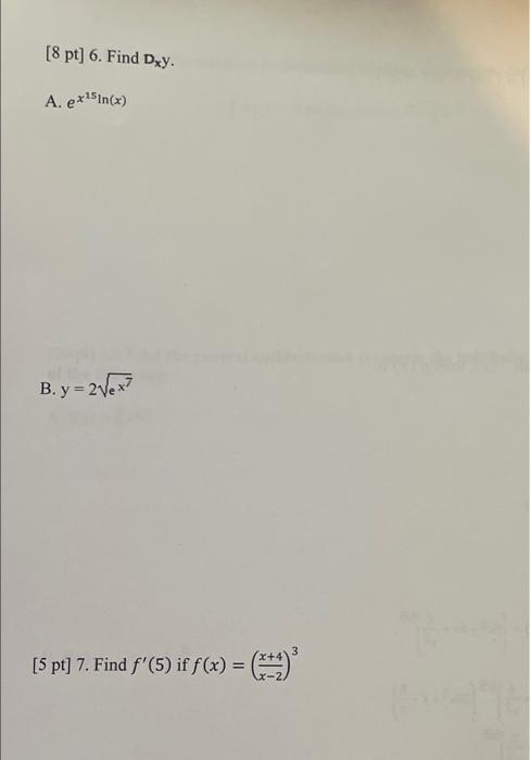 Solved [5 pt] 5. Find dxdy if y=ln((x+5)51−x). Assume that x | Chegg.com